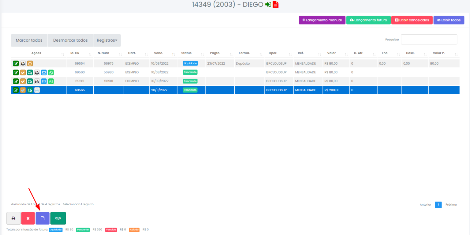 Financeiro do cliente - ISPCLOUD