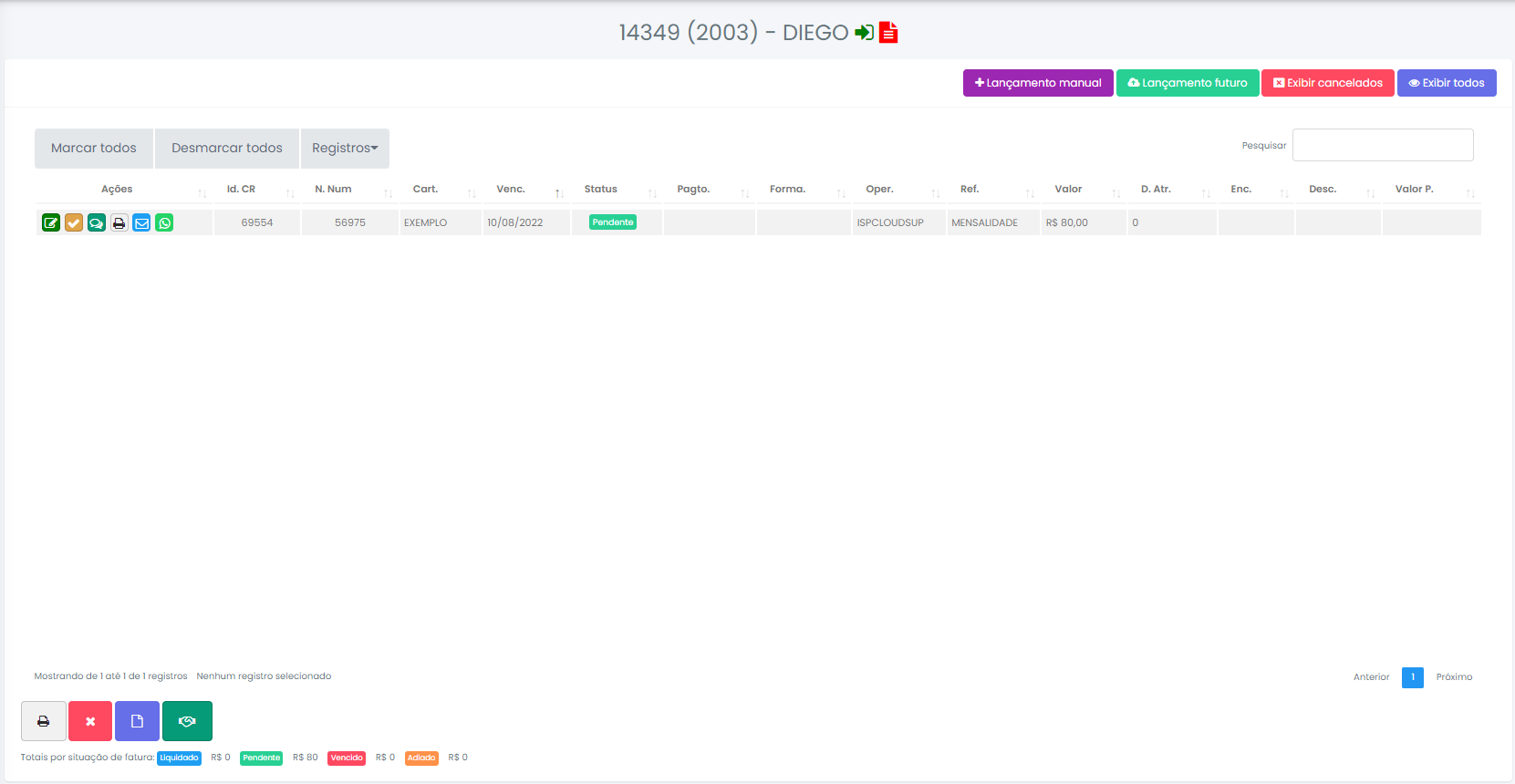 Financeiro do cliente - ISPCLOUD