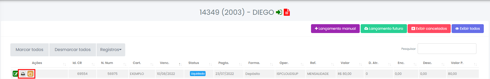 Financeiro do cliente - ISPCLOUD