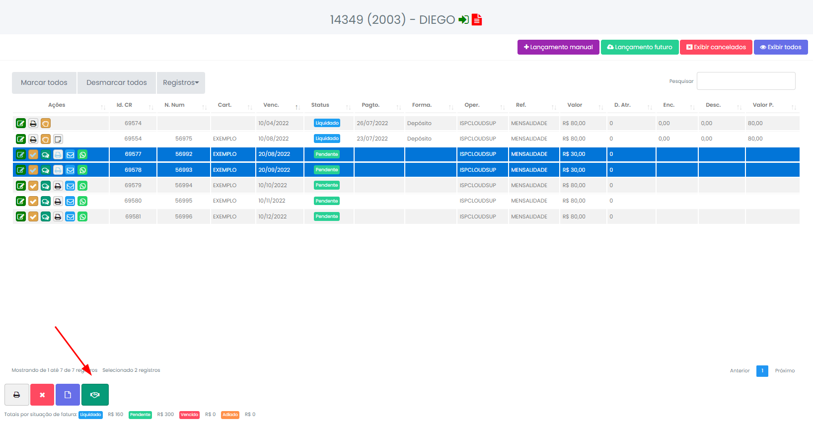 Financeiro do cliente - ISPCLOUD